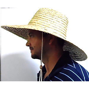 Wide Brim Shade Hat Universal Fit Beach Straw Hat Lifeguard Hat Tan
