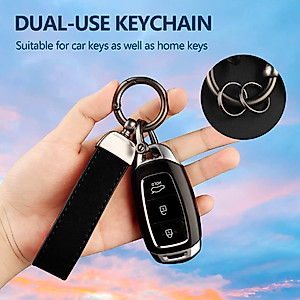 Fehlot Suede Car Key Chain, with Anti Loss D-ring, Two Key Rings and Screwdriver-Rotate 360 Degrees,Car Key Holder for Men & Women (Black)