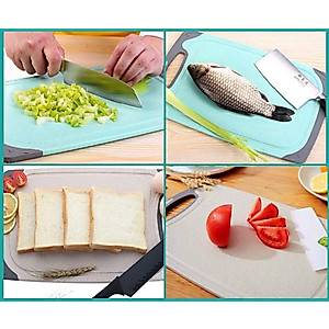 FLYINGSEA Cutting Boards For Kitchen, Anti-Skid Eco-Wheat Straw Cutting Board Set (3 Pcs), Dishwasher Safe (light brown)