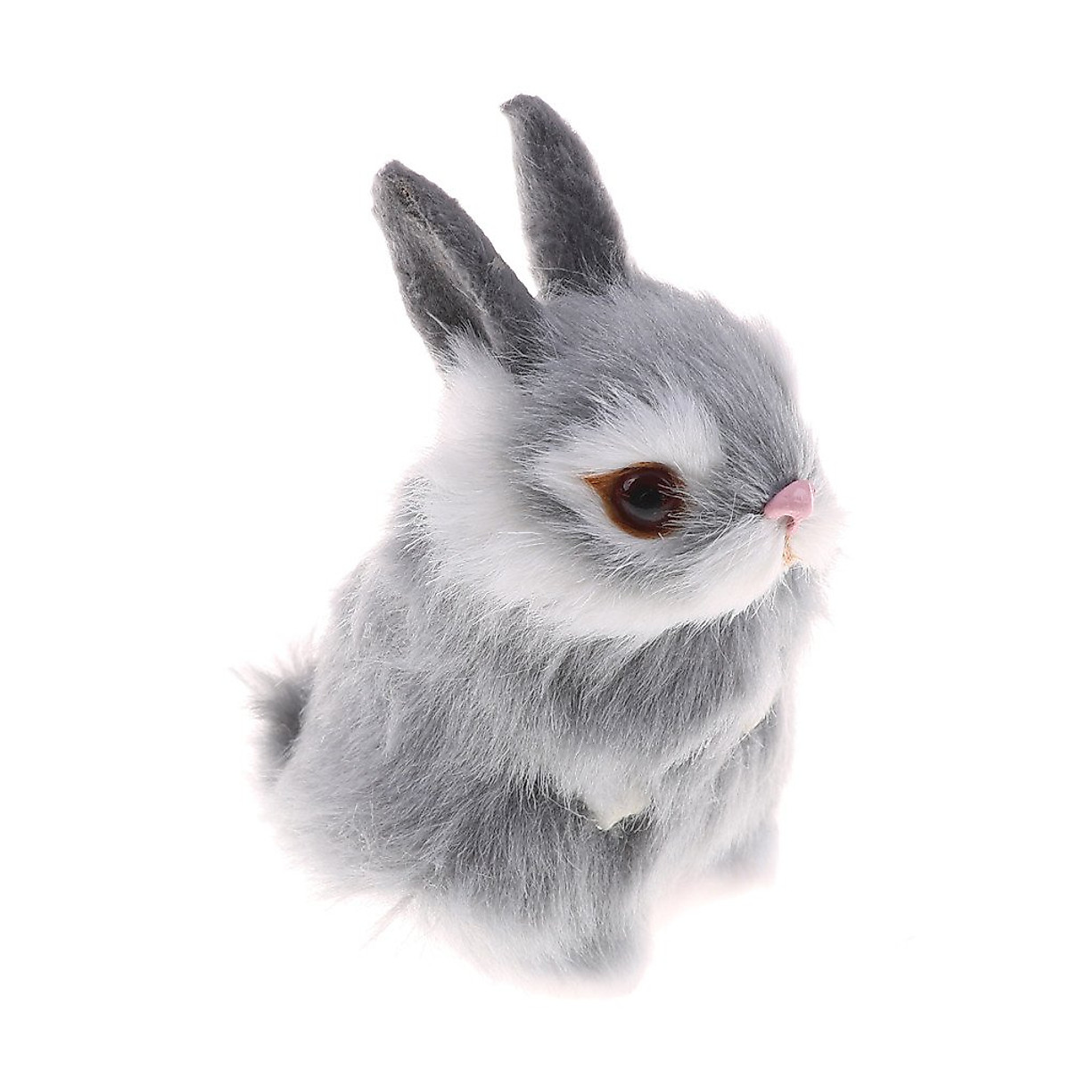 GUDVES Mini Realistic Cute Plush Rabbits Fur Lifelike Animal Easter Bunny Simulation Toy Model Gift Miniatures Decorations (Rabbit Plush Toys)