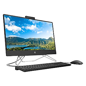 HP All-in-One Desktop, 23.8" FHD Screen, AMD Ryzen 5 5500U Processor, 16GB RAM, 512GB PCIe SSD, Webcam, HDMI, RJ45, Wi-Fi, Wired Keyboard & Mouse, Windows 11 Home, Black