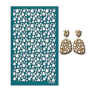 6Pcs Polymer Clay Silk Screen - Silk Screen Stencils for Polymer Clay - Reusable Silkscreen Print Kit Printing on Clay Jewelry Clay Earrings Silkscreen Stencil for Polymer Clay Earrings Jewelry