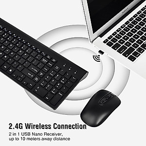 RaceGT Wireless Keyboard Mouse Combo, Energy Saving Silent Ultra - Thin Full Sized Wireless Keyboard Mouse 3 Level DPI Adjustable Mouse for Computer, Laptop and Desktop