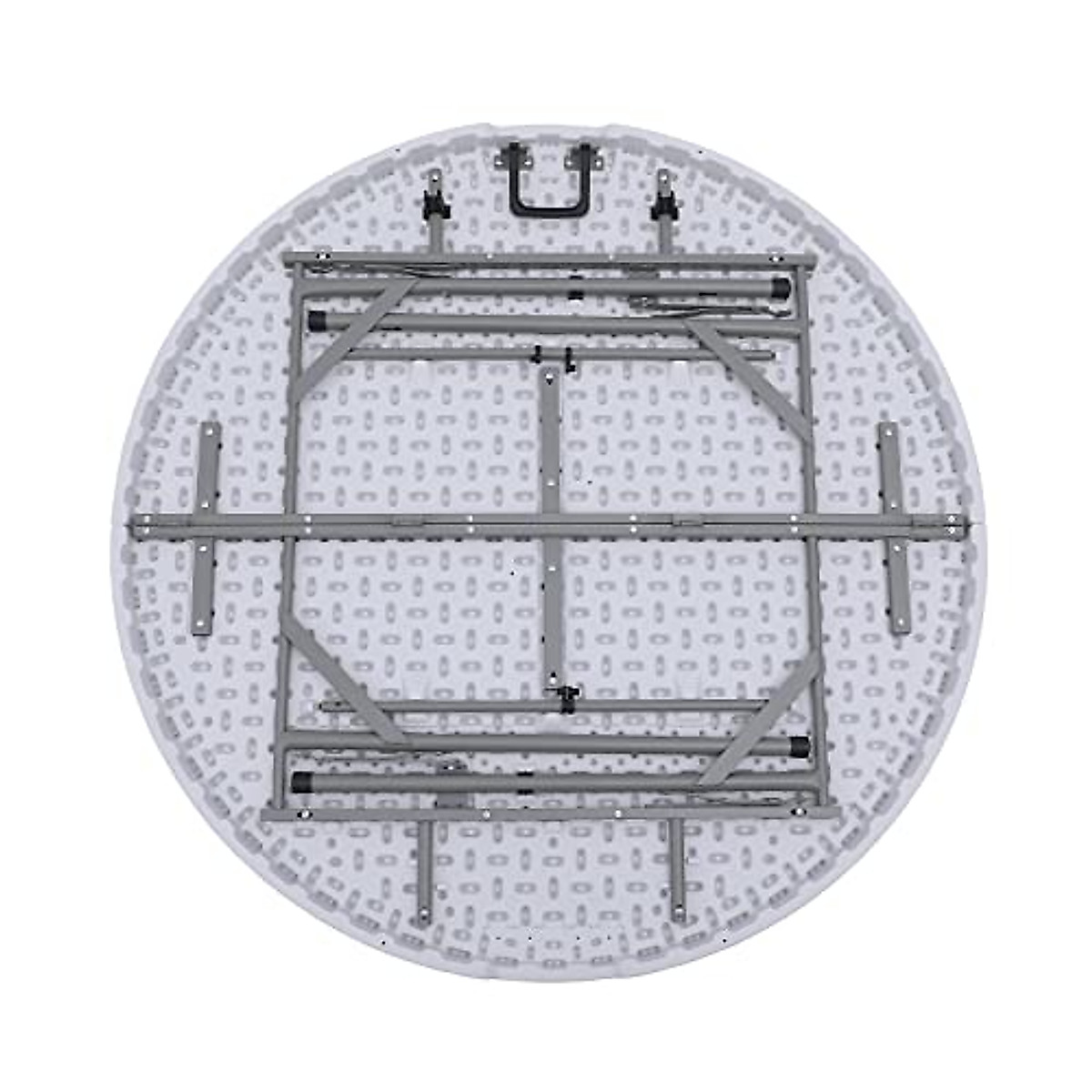 Aoeiye TL-48Y 4ft Round Folding Table Plastic Fold in Half w/Handle Heavy Duty Portable Indoor Outdoor for Garden Party Picnic Camping BBQ Dining Kitchen Wedding Market Event