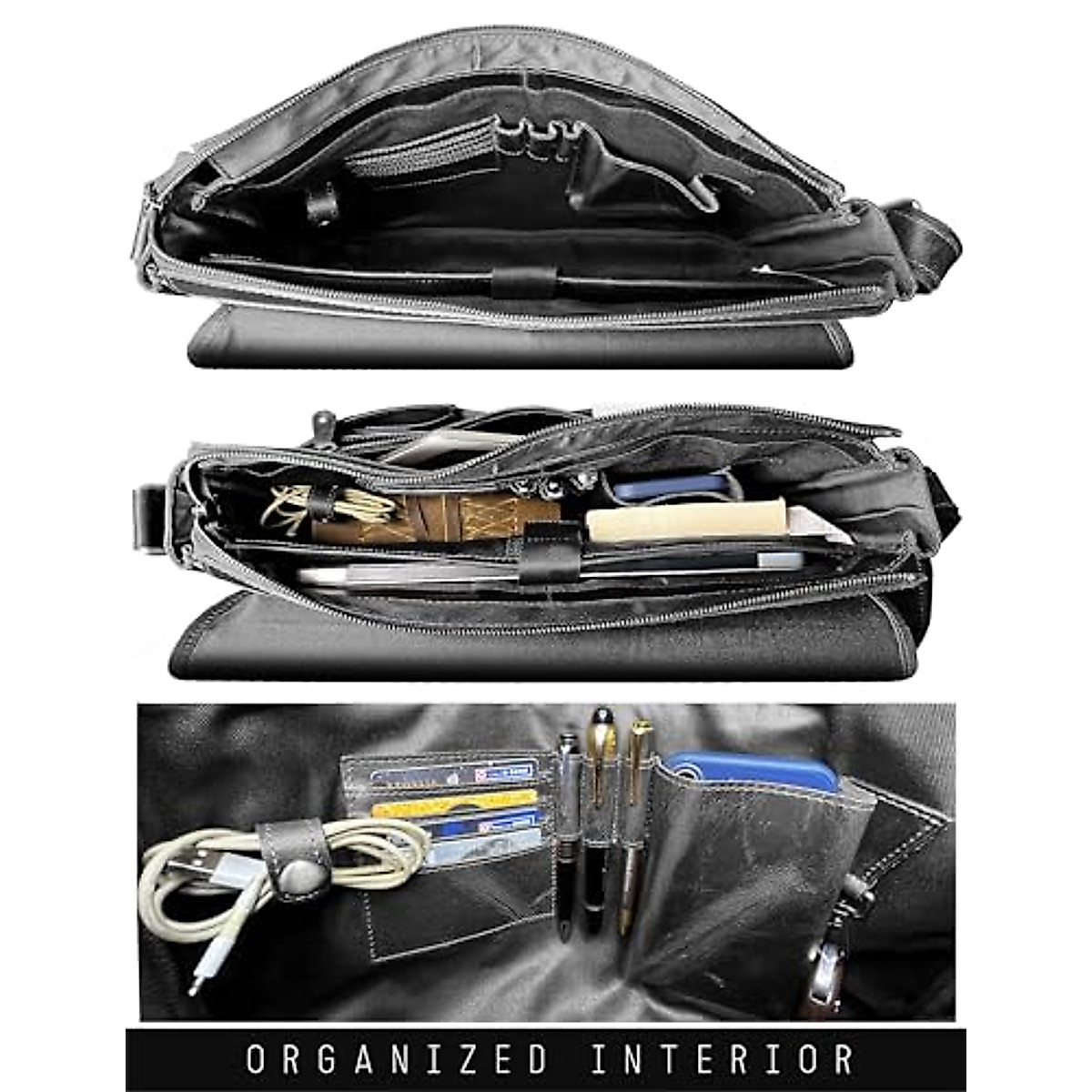 Leather Messenger Bag for Men 16" Full Grain Leather Laptop Bag Vintage Crossbody Office Satchel Travel ShoulderBag