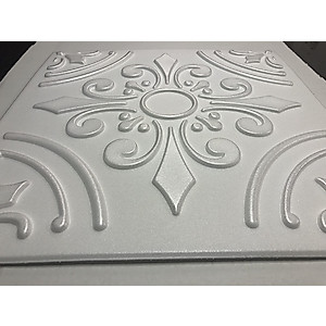 Decorative Foam Ceiling Tile - Harmony Design - 3D White Styrofoam Ceiling Tiles - ~20"x20"x0.40" (8)