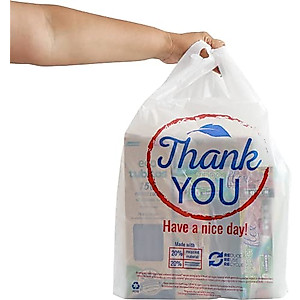 Logar white T-shirt bag 12 + 7 x 23 inches. 5 Packages of 100 bags each. Total: 500 bags