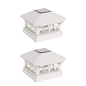2 Pack Solar Power Garden Sun Light 5"x5" Post Cap Light (Off White)