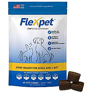 Flexpet Maximum Strength Soft Chews – All-Natural Pain Reliever for Dogs with Glucosamine and Cetyl Myristoleate (CM8), Hip and Joint Supplement, Anti-Inflammatory: Three Pack - 180 Soft Chews