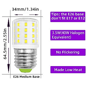 DAPSHU LED AC 100-265V 3.5W Refrigerator KEI D34L Light Bulbs Replacement Freezer Appliance Daylight White 6000K Pack of 2