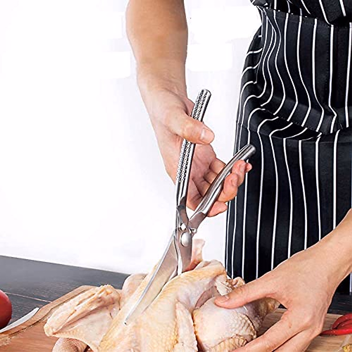 Dnifo Kitchen Scissors Heavy Duty, Stainless Steel Poultry Shears Multifunctional, Premium Spring Loaded Food Scissors for Cutting Bone, Chicken, Fish, Seafood, Meat, Vegetables and so on.