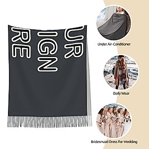 Custom Women's Scarf Winter Warm Personalized Scarf Add Picture Text Logo Custom Design Women's Shawl Black