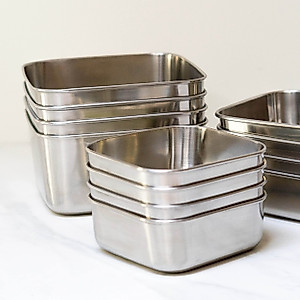 U Konserve Stainless Steel Nested Trio Food Storage Container Bento Box, Set of 3 (15, 30, & 50 oz), Leak Resistant, Silicone Lid, Dishwasher Safe, Plastic Free