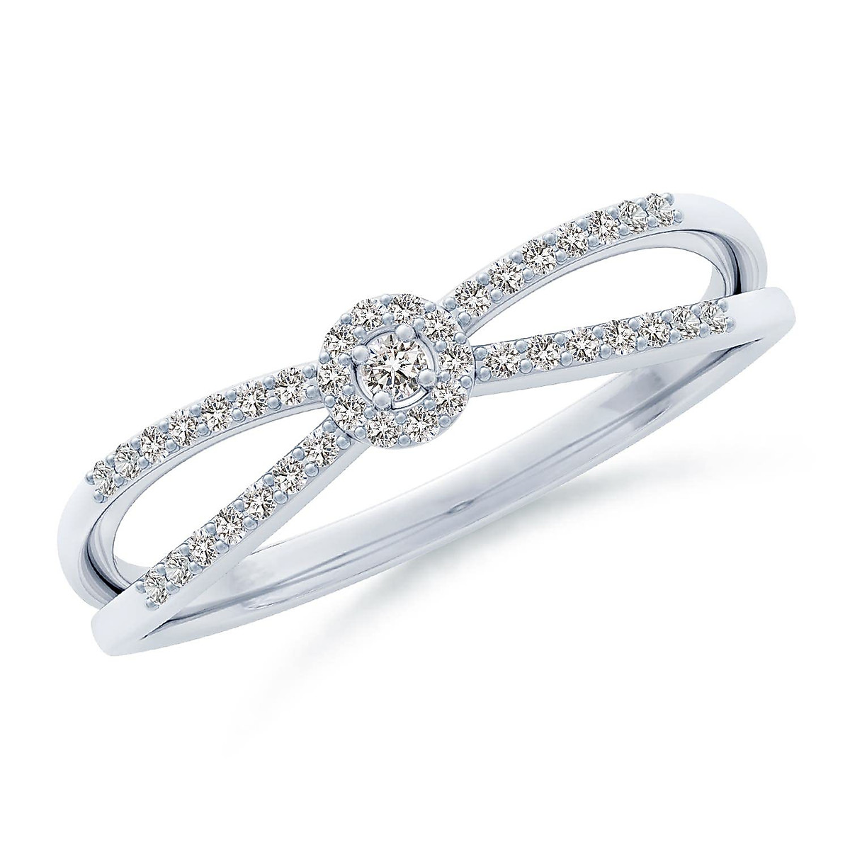 Angara Natural Diamond Promise Ring for Women in 14K White Gold (0.17 ct, Color-K, Clarity-I3, Ring size -6) - April Birthstone Jewelry fo Her