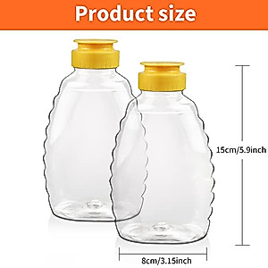 Fireboomoon 8 Pack 16oz Clear Plastic Honey Jar,Empty Squeeze Honey Bottle Container Holder with Flip Lid for Storing and Dispensing