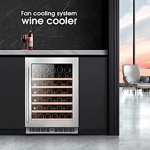 Vesgolden Undercounter Wine Fridge - Compact 24-Inch Wide, Powerful & Quiet Compressor, 53 Bottle Capacity - Perfect for Red, White & Sparkling Wines, Champagne