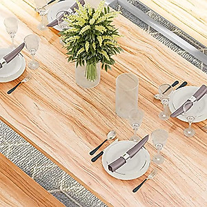 LinkRomat Dining Room Table Set with 2 Benches, Dinner Table Set for 4-6, Wood Breakfast Table Set & PU Leather Upholstered Benches, Beige, 47.2 x 28.7 x 28.7''