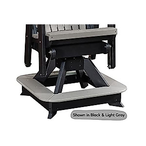 DutchCrafters Slat Fan Back Poly Balcony Adirondack Swivel Glider with Footrest Outdoor Patio Chair (Black & Blue)