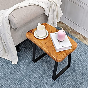 Warmaxx Natural Shape Solid Wood Entryway Bench Cedar Root 20"x12"x16" Living Room End Table Rustic Live Edge Accent Coffee Table Side Table with Metal Legs Bedroom Outdoor Vintage Garden Foot Stool