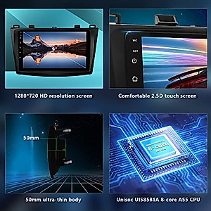 Eonon Apple CarPlay & Android Auto Car Stereo Receiver, Android 10.0 Car Stereo Ultra-Thin 3+32GB Car Radio, Compatible with 2010-2013 Mazda 3, Bluetooth 5.0/4 Sets of UI, 9 Inch-Q63Pro