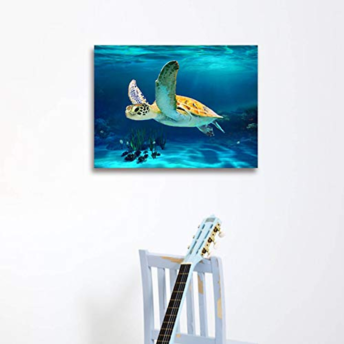 Bathroom decoration Beach decoration Turtle Art Beach bathroom decoration Turtle picture artwork Marine decoration Canvas printing canvas wall art Hawaiian decoration Frame printing bedroom ready
