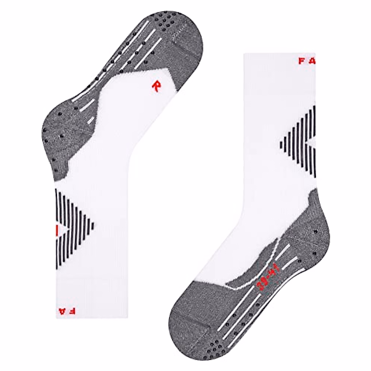 FALKE Unisex 4 GRIP Stabilizing Athletic Socks, Mid Calf, Compression Sock, Light Weight, Breathable Quick Dry, Nylon, White (White 2029), 10.5-11.5, 1 Pair