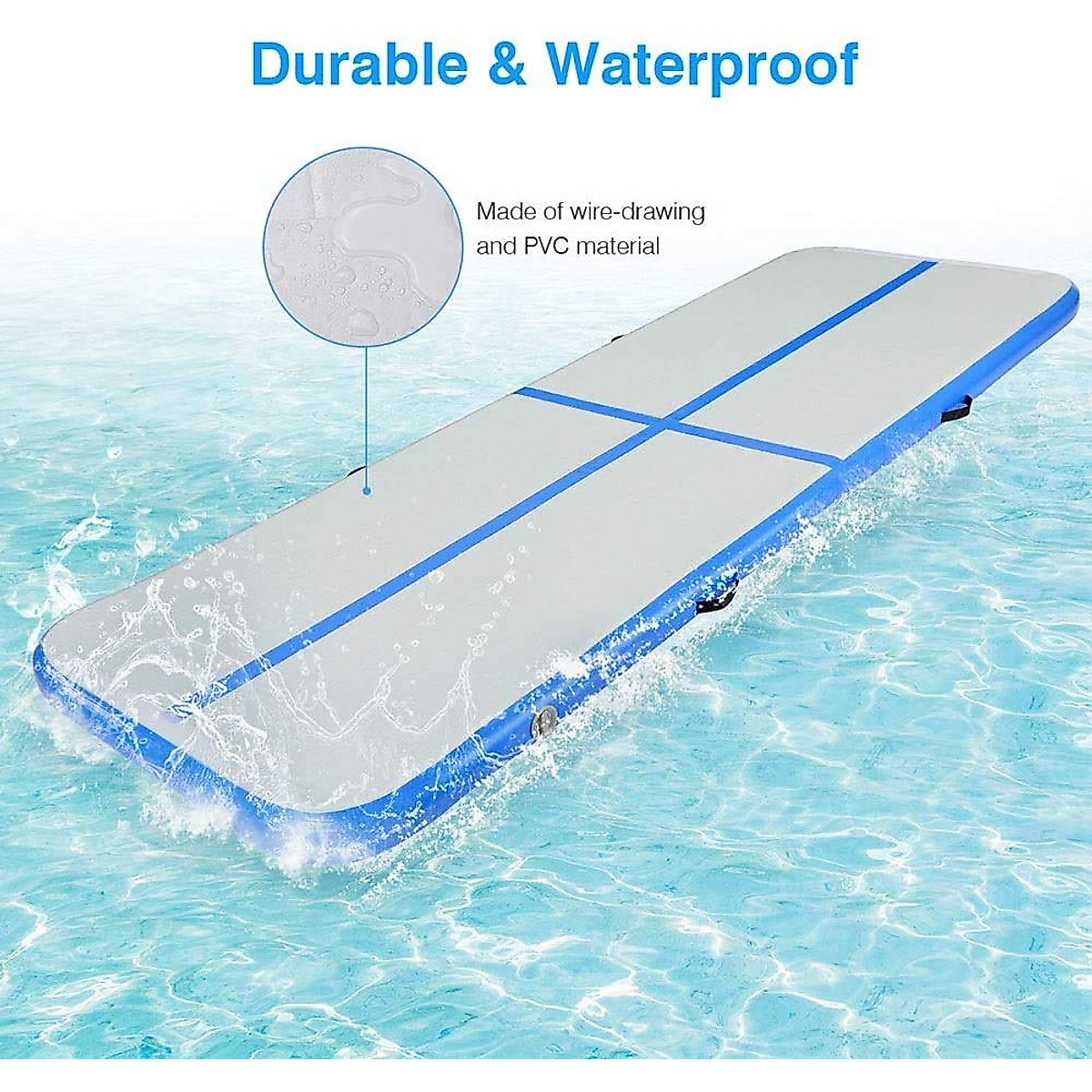 Air Track Gymnastics Tumbling Mat Inflatable 10ft 13ft 16ft 20ft Flooring Mat Yoga Training Mat 4 Inch Thickness for Home Use/Training/Cheerleading/Yoga/Water Fun (Black, 4m)