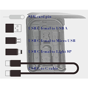 Cable-Card USB C to C Charging/Data Transfer Cable with 3 Connectors Adapter Type C to USB A/Micro USB/Light 8P Adapter Compatible with iOS/Micro USB and Type-C Devices
