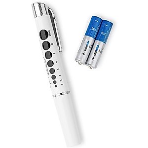 Primacare DL-9325 LED Diagnostic Penlight with Imprinted Pupil Gauge, Reusable and Lightweight Medical Pen Light for Nurse, Student, Doctors EMT, Batteries Included, White