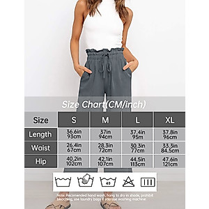 MAVIS LAVEN Women's Linen Pants High Waisted Wide Leg Drawstring Casual Loose Trousers with Pockets,Dark Gray,Medium