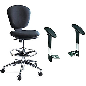 Safco Products Metro Extended Height Chair, Ergonomic, Pneumatic Height Adjustable, Heavily Padded & 3495BL Metro Adjustable Arm Kit, Black