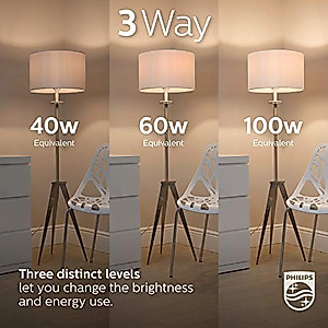 Philips LED 556928 3-Way A21 Flicker-Free Light Bulb with EyeComfort Technology: 1600-800-450-Lumen, 2700K, 14-8-5 (100-60-40-Watt Equivalent), E26 Base, Soft White, 4-Pack, Title 20 Compliant