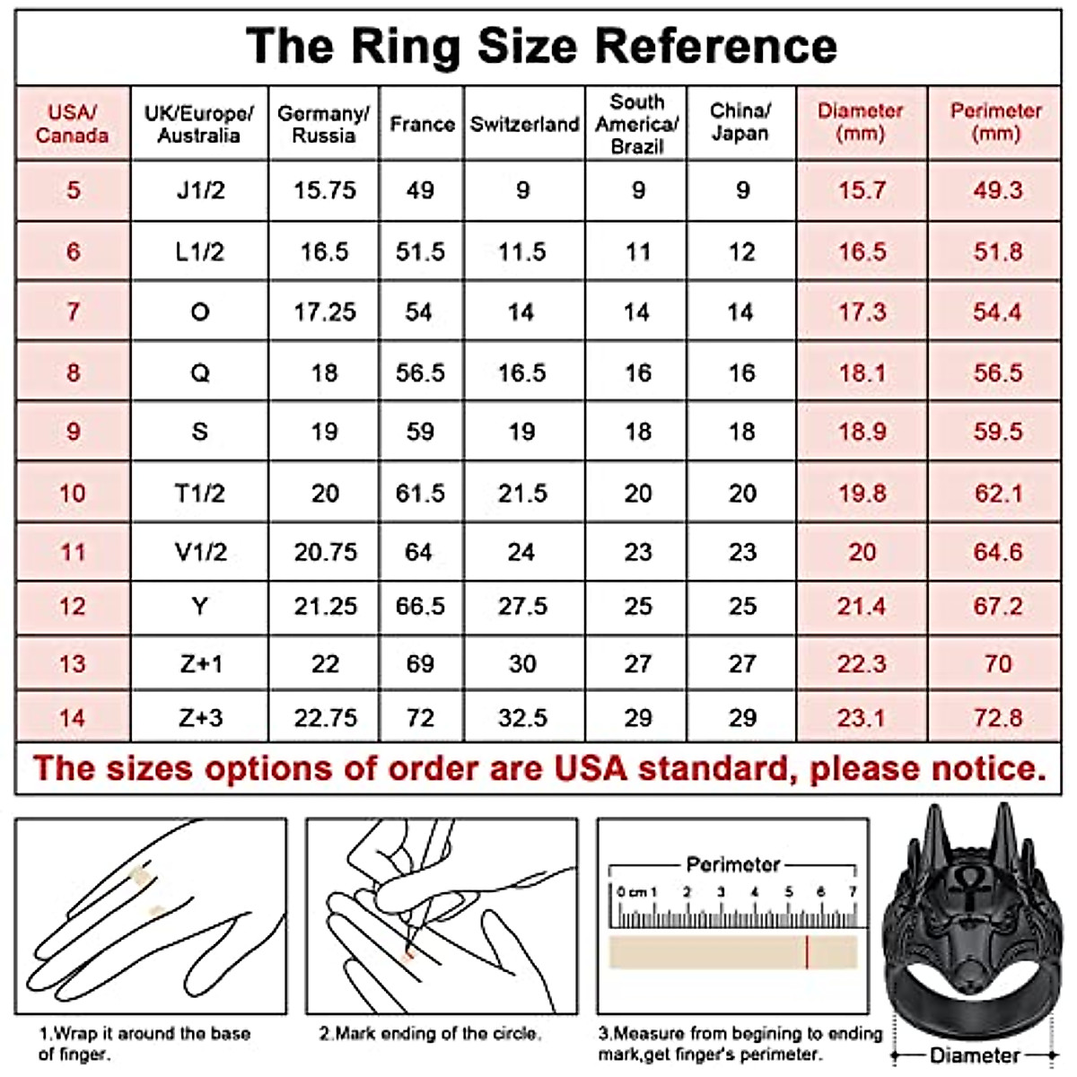 Male Anubis Ring Black Size 8 Stainless Steel Vintage Egyptian Protective Thumb Finger Rings