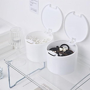 minkissy 3pcs Clamshell Cotton Swab Storage Box ‎PP ‎Cotton Swab Holder Cotton Round Dispenser Cotton Swab Containers for Bathroom Home Storage