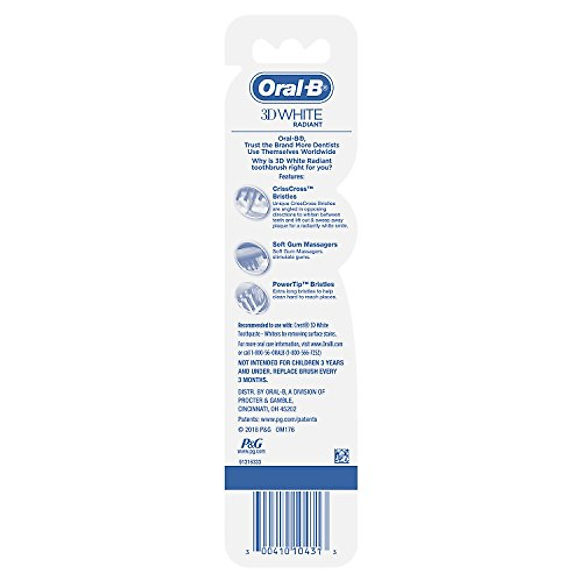 Oral-B 3D White Radiant Whitening Manual Toothbrush, 2 Count