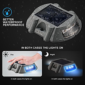 SUNWIND Blue Solar LED Lights - 4 Pack Solar Deck Lights Blue Marker Solar Lights Outdoor for Garden, Driveway, Pathway, Patio