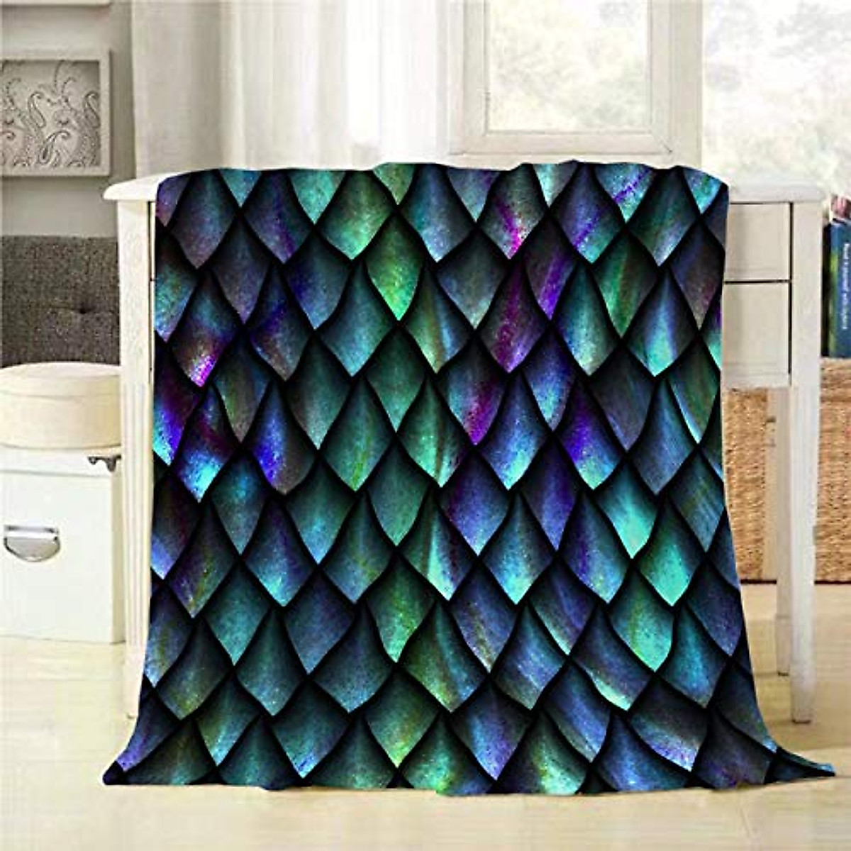 Mugod Reptile Skin Throw Blanket 3D Seamless Texture of Dragon Scales Decorative Soft Warm Cozy Flannel Plush Throws Blankets for Baby Toddler Dog Cat 30 X 40 Inch