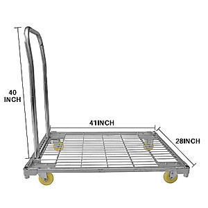 CiaoHER Heavy Duty Metal Platform Truck, 1200 lbs Industrial Standard Push Cart, 41x28 Extra Wide Deck Utility Dolly for Warehouses, Workshops, Restaurants and Homes Use