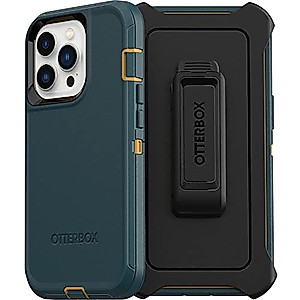 OtterBox iPhone 13 Pro (ONLY) Defender Series Case - HUNTER GREEN, rugged & durable, with port protection, includes holster clip kickstand