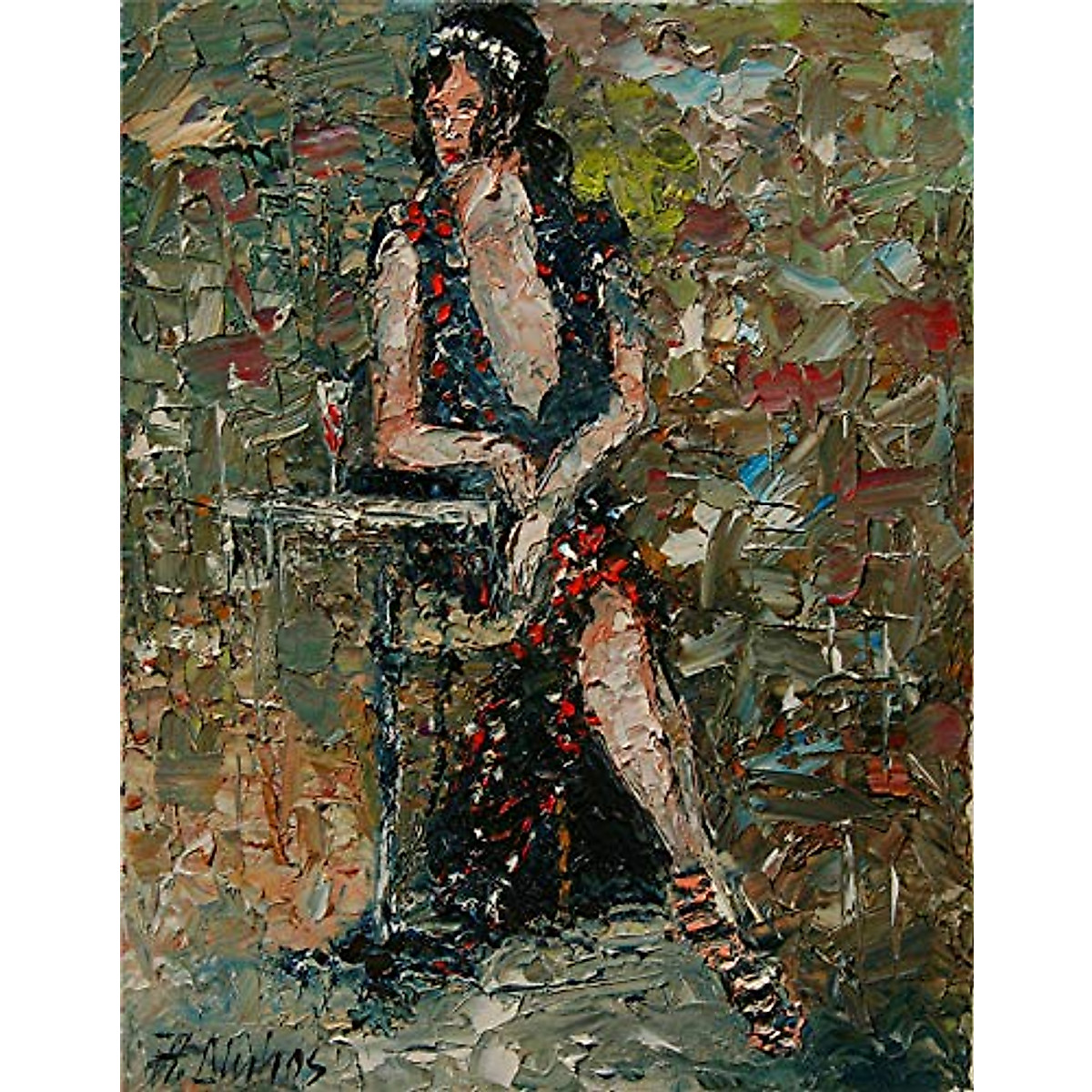 SOLD The Parisienne, Vogue Woman At Paris Cafe By Internationally Renown Painter Andre Dluhos