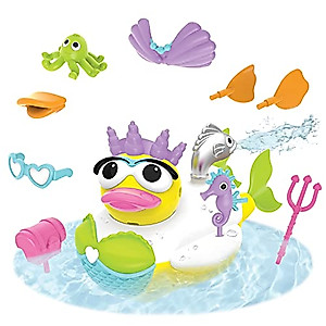 Yookidoo Jet Duck Mermaid Bath Toy with Powered Water Shooter - Sensory Development & Bath Time Fun for Kids - Battery Operated Bath Toy with 15 Pieces - Ages 2+