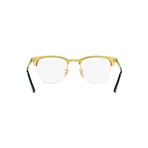 Ray-Ban RX3716VM Clubmaster Metal Square Prescription Eyewear Frames, Green on Gold/Demo Lens, 50 mm