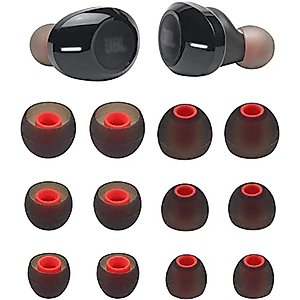 ALXCD Ear Tips Compatible with JBL Tune 125TWS Headphones, 6 Pairs S M L Sizes Replacement Silicone Earbud Tips, Compatible with JBL Tune 125TWS，Black/Red