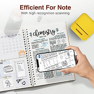 MOINWOND Sticker Printer Mini Portable Thermal Printer Sticker Maker Machine,Bluetooth Inkless Pocket Printer Rechagreable for DYI Journal,Notes,Memo,Photo with Thermal Paper,Yellow D1