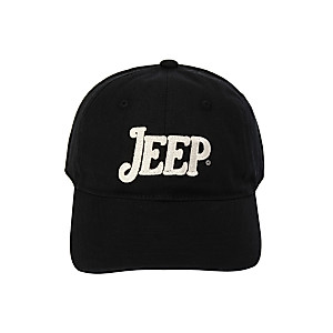 Jeep Vintage Script Logo Heavy Chino Twill Hat - Black