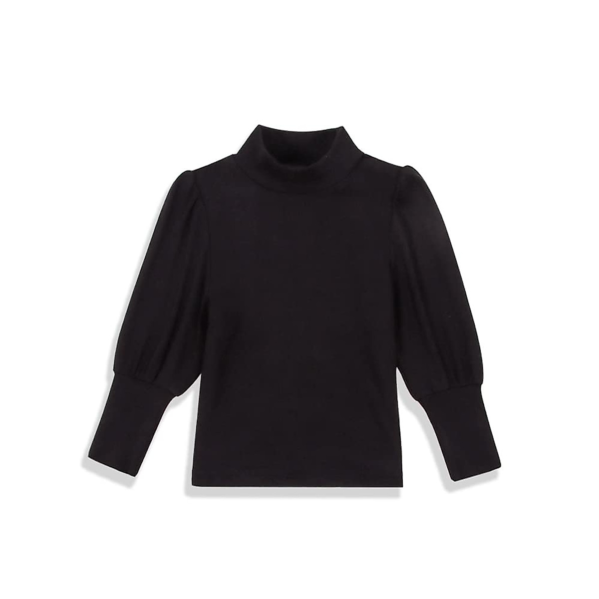 IZYJOY Toddler Baby Girls Basic Solid Color Turtlneck T-Shirt Soft Cotton Tops Cute Puff Long Sleeve Little Baby Clothes (Black, 2-3T)