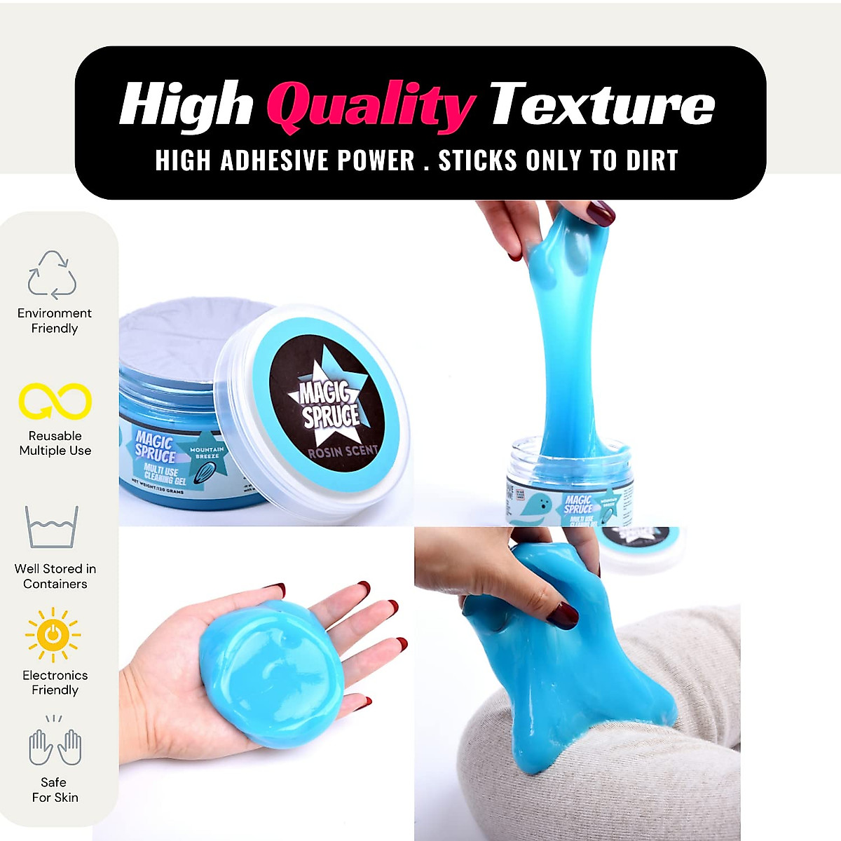 FINOCLAY Car Cleaning Gel Kit for Interior, Non-Water Car Detailing Putty, Scented Car Dashboard Cleaner, Car Cleaning Products, Upholstery Dust Remover, Vent, Reusable PC Laptop, Keyboard Cleaner