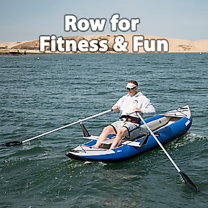 Sea Eagle 380X 12'6" Explorer Inflatable Kayak- Fishing, Touring, Camping, Exploring &White watering-Self Bailing, Removable Skeg, Drop Stitch Floor (Solo QuikRow)