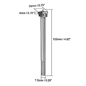 uxcell Forstner Wood Boring Drill Bit 19mm Dia. Hole Saw Carbide Alloy Steel Tip Hex Shank Cutting Tool for Plywood Wood