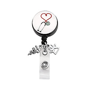 FEELMEM Veterinarian Gift Medical Stethoscope Retractable Badge Holder Reel Clip Veterinary Student Gift Veterinary Assistant Jewelry Pet Owner Rescue Jewelry (Veterinarian)